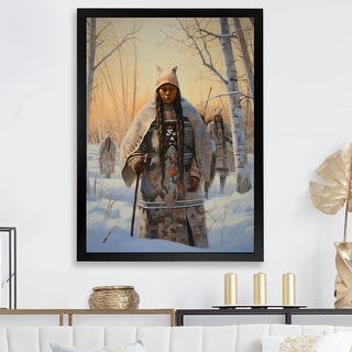Designart "Native Winter Traditional Warrior I" Native American Art ...