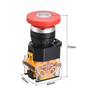 22mm Mounting Latching Emergency Stop Push Button Switch w 60mm Sign - Red,Black - Bed Bath ...