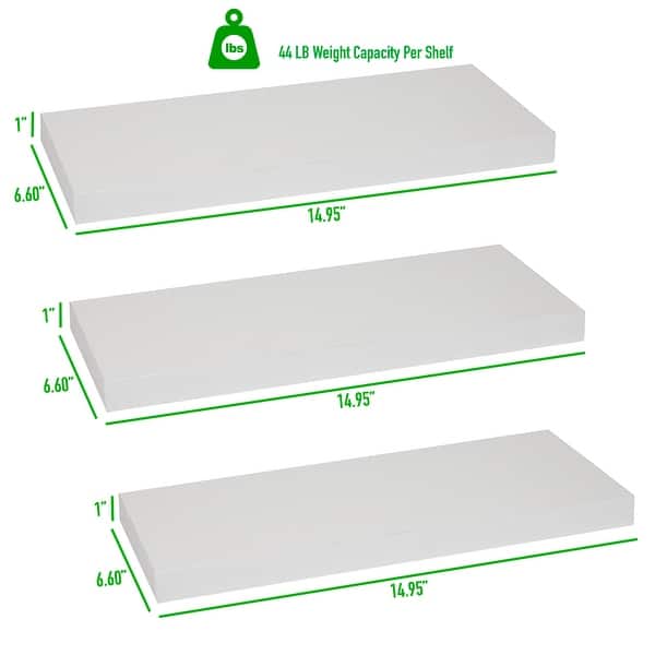 Mind Reader 3 Pack Of Floating Wall Shelves with Invisible Brackets - Bed Bath & Beyond - 35992595