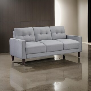 Bow 77 Inch Sofa, Grid Tufted Back, Track Arms, Self Welt Trim, Gray ...