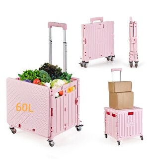 Folding Utility Cart with Lid, Shopping Trolley Collapsible Tool Box ...