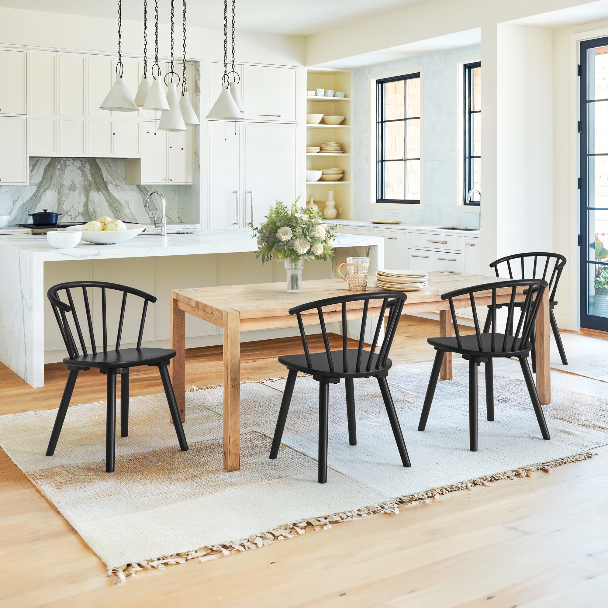 Modern Kitchen Wooden Spindle Back Armless Set of 4 Dining Chairs Bed Bath Beyond 40817281