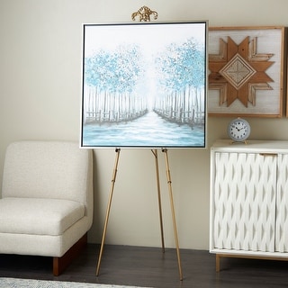 Gold Metal Large Freestanding Foldable Floor 2 Tier Easel with Scroll ...