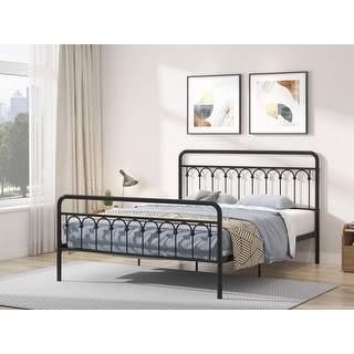 Tara Metal Bed Queen,Queen Size Platform Bed Frame No Box Spring Needed Easy Assembly Black ...