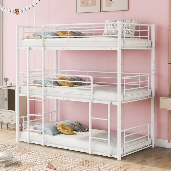 Twin-Twin-Twin Triple Bed with Built-in Ladder - Divided into 3 ...