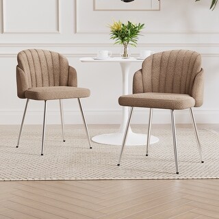 Modern simple brown teddy fleece dining chair Fabric Upholstered Chairs ...