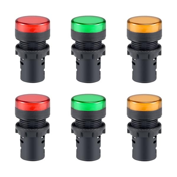 6pcs AC/DC 12V Indicator Lights LED Flush Panel Mount 7/8" 22mm - Red ...