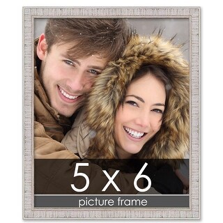 5x6 Distressed/Aged White Complete Wood Picture Frame with UV Acrylic ...