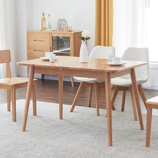 Natural solid oak round corner diagonal leg telescopic table - Bed Bath ...