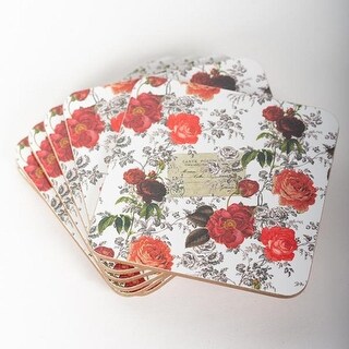 Set Of 6 Square Red Roses Coasters - Bed Bath & Beyond - 42480618