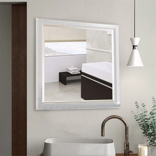 Wooden Wall Mirror with Rectangular Framework White - 38"x36" - Bed ...
