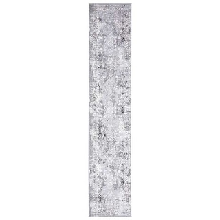 Evryn Charcoal Grey And Ivory Distressed Floral Runner Rug - Bed Bath ...