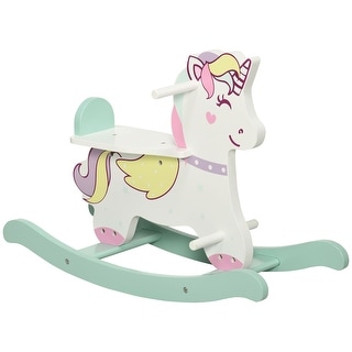 Qaba Wooden Rocking Horse Toddler Rocker Ride On Unicorn for 1-3 Years ...