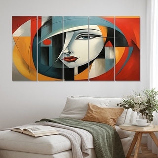 Designart "Cubism Geometric Portrait IV" Cubism Multipanel Wall Art ...