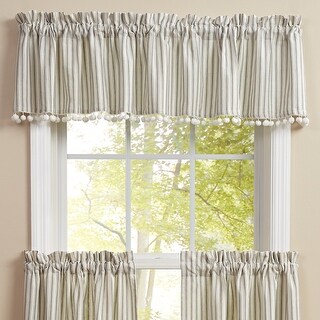Park Designs Ticking With Ball Fringe Valance 72” x 14” - 72" X 14 ...