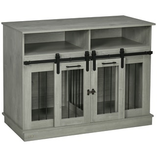 Dog Kennel Furniture with Removable Divider & Storage Shelves - Large ...