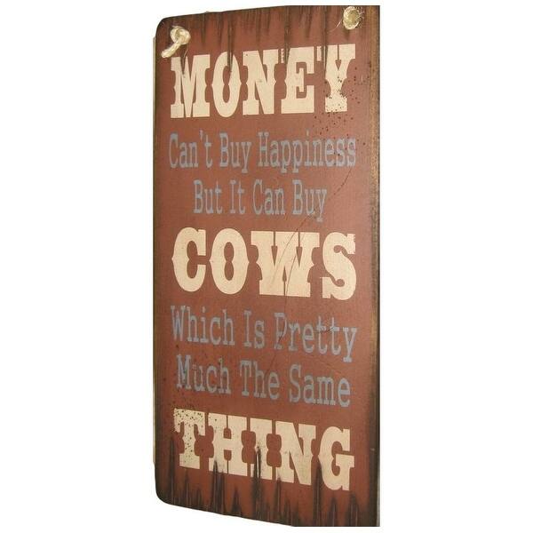 Cowboy Signs Wood Wall Hanging Western Money Happiness Cows - Bed Bath ...