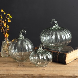 Set of Three Glass Pumpkins - Largest 7'' dia. x 7''H - Bed Bath ...