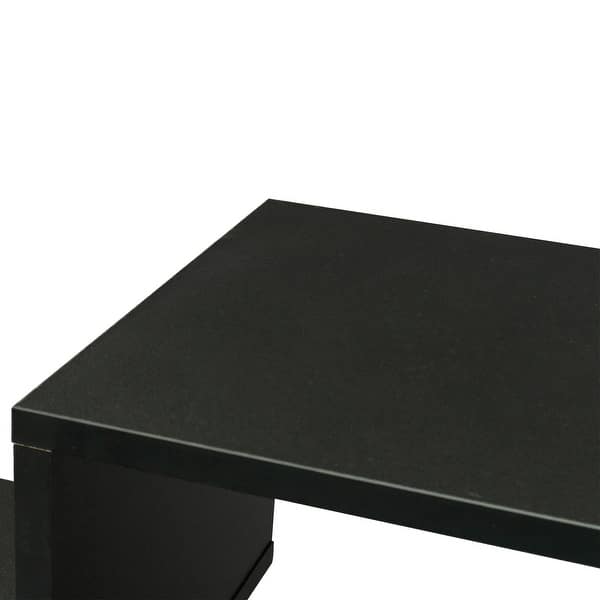 Abstract Living Room Bookcase Double L-Shaped Low Floor TV Stand with ...