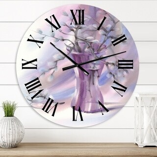 Designart 'Willow Branches in Violet Glass Vase' Farmhouse wall clock ...