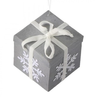Gray With White Snowflake Gift Box Ornament - Bed Bath & Beyond - 42140319