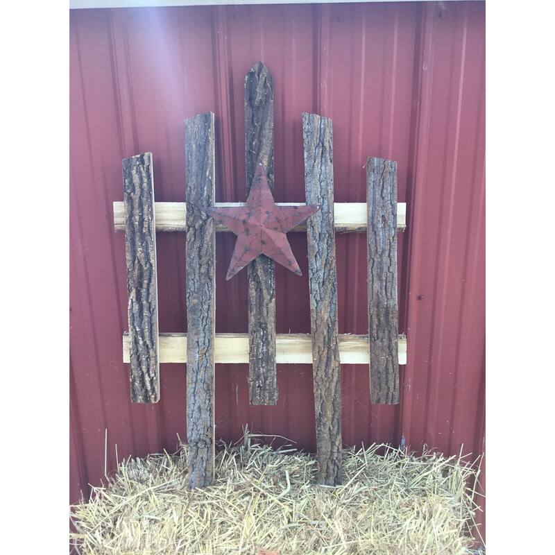 Barnwood Fence with Star - Overstock - 24148428