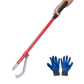 Log Roller Tool with Moving Hook & Gloves, 48" Peavey Logging Tool ...