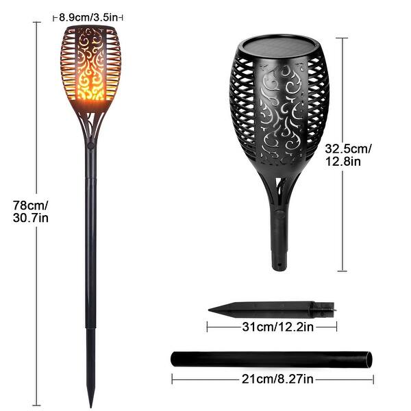 2Pcs Solar Torches Lights Outdoor Landscape Lighting Waterproof LED ...