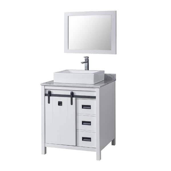 Da Vinci 32 in. Vanity in White with White Carrara Marble Top with ...