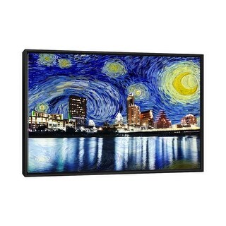 iCanvas "Austin, Texas Starry Night Skyline" by 5by5collective Framed ...