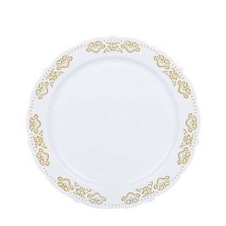 White Round Salad Plates with Gold Trim - Bed Bath & Beyond - 42499343