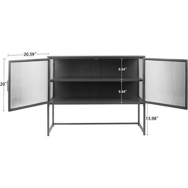 Modern Glass Console Table with Detachable Wide Shelves and Enclosed ...