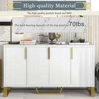 52'' Traditional Style Storage Sideboard Buffet with Four tempered ...