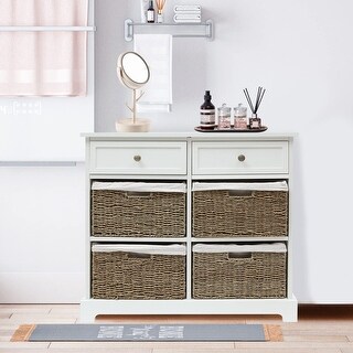 Storage Cabinet with Baskets, Storage Organizer with 2 Drawers and 4 ...
