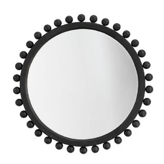 35 Inch Wood Wall Mirror with Round ball Frame - 2 L X 34.75 W X 34.75 ...