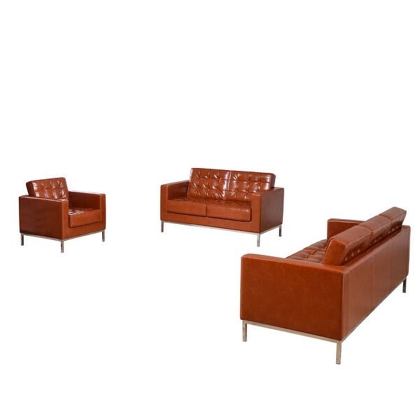 Tufted LeatherSoft Reception Set with Integrated Stainless Steel Frame ...