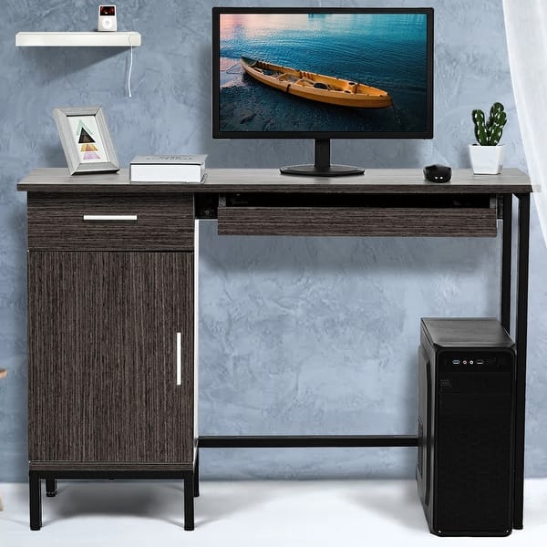 Writing Table Home Office Computer Steel Wood Study Placed Keyboard ...