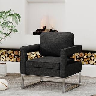 Grondin Mid-Century Modern Style Upholstered Accent Barrel Chair with ...
