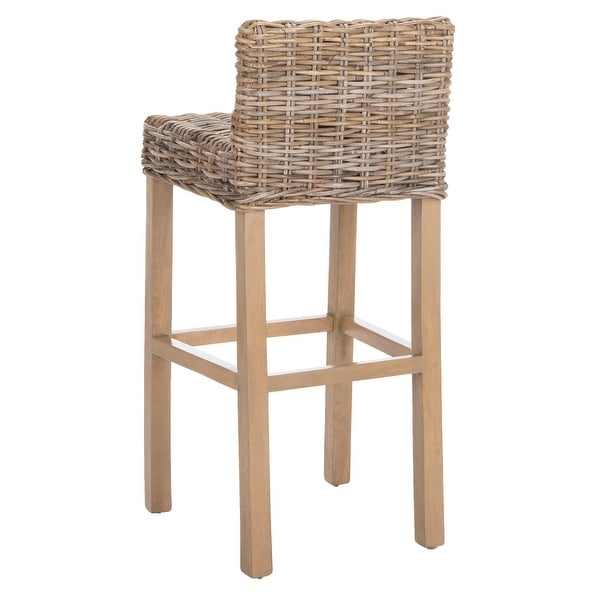 SAFAVIEH 30 inch St Grey Beige Wicker Bar Stool 17.7 x 17.7 x 37.4 On Sale Bed Bath Beyond 6347621