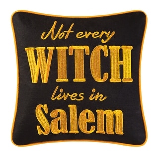 10" x 10" Not Every Witch Lives in Salem Halloween Embroidered Pillow ...