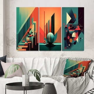Designart "Unknown Familiarity Retro Geometric Abstract II" Modern ...