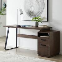 Brown 65" Computer Desk with Drawers and Letter-Size File Storage ...
