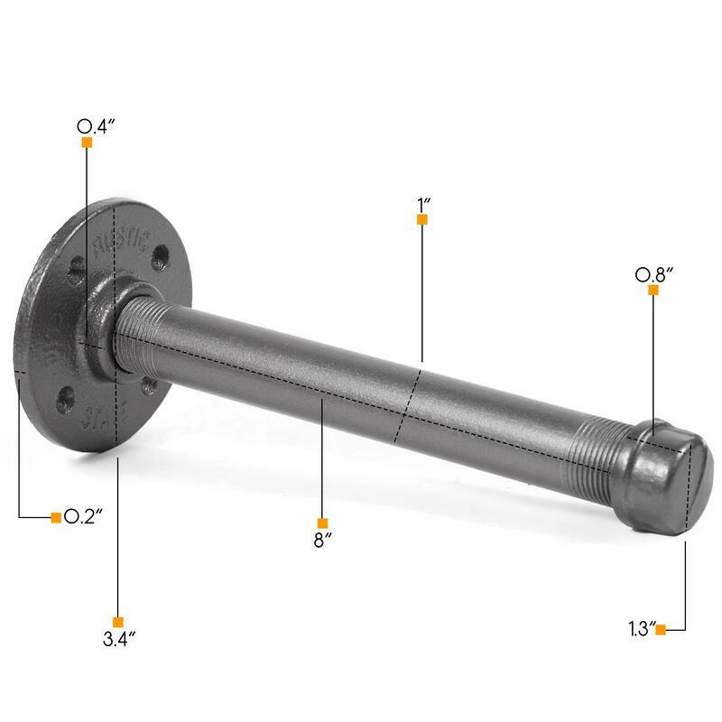 Rustic State Iron Pipe Bracket Set 8 Inch, Gray - Overstock - 35652940