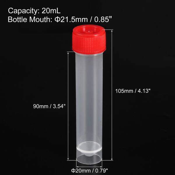 Plastic Test Tubes Frozen Test Tube Vial Container Screw Cap, 20pcs ...