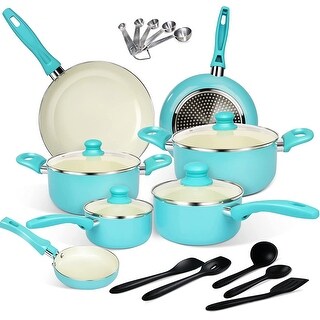 Non-Stick Pans Set,21 PCS Healthy Ceramic Nonstick Pans Set,PFAS-Free ...