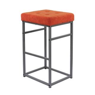 30-Inch Square Backless Bar Stool with Orange Chenille Seat and Grey ...