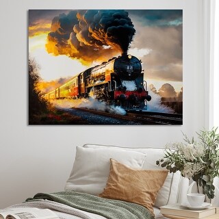 Designart "Train On The Move Ii" Transportation Train Canvas Art Print ...