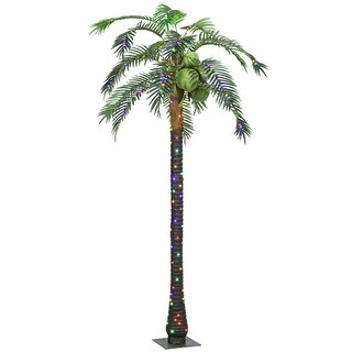 Green Artificial Palm Trees with 280 LED Lights and 6 Stakes Perfect ...