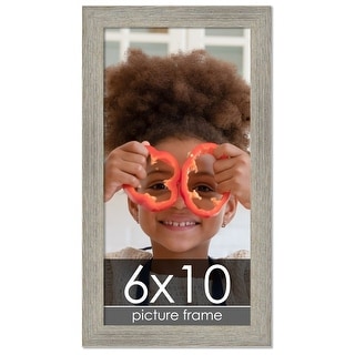 6x10 Distressed/Aged Contrast Grey Complete Wood Picture Frame with UV ...
