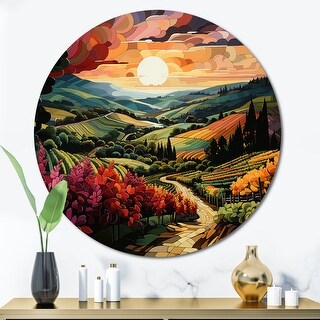Designart "Vineyard Sunset Rows Of Ruby Landscape I" Farmhouse Large ...